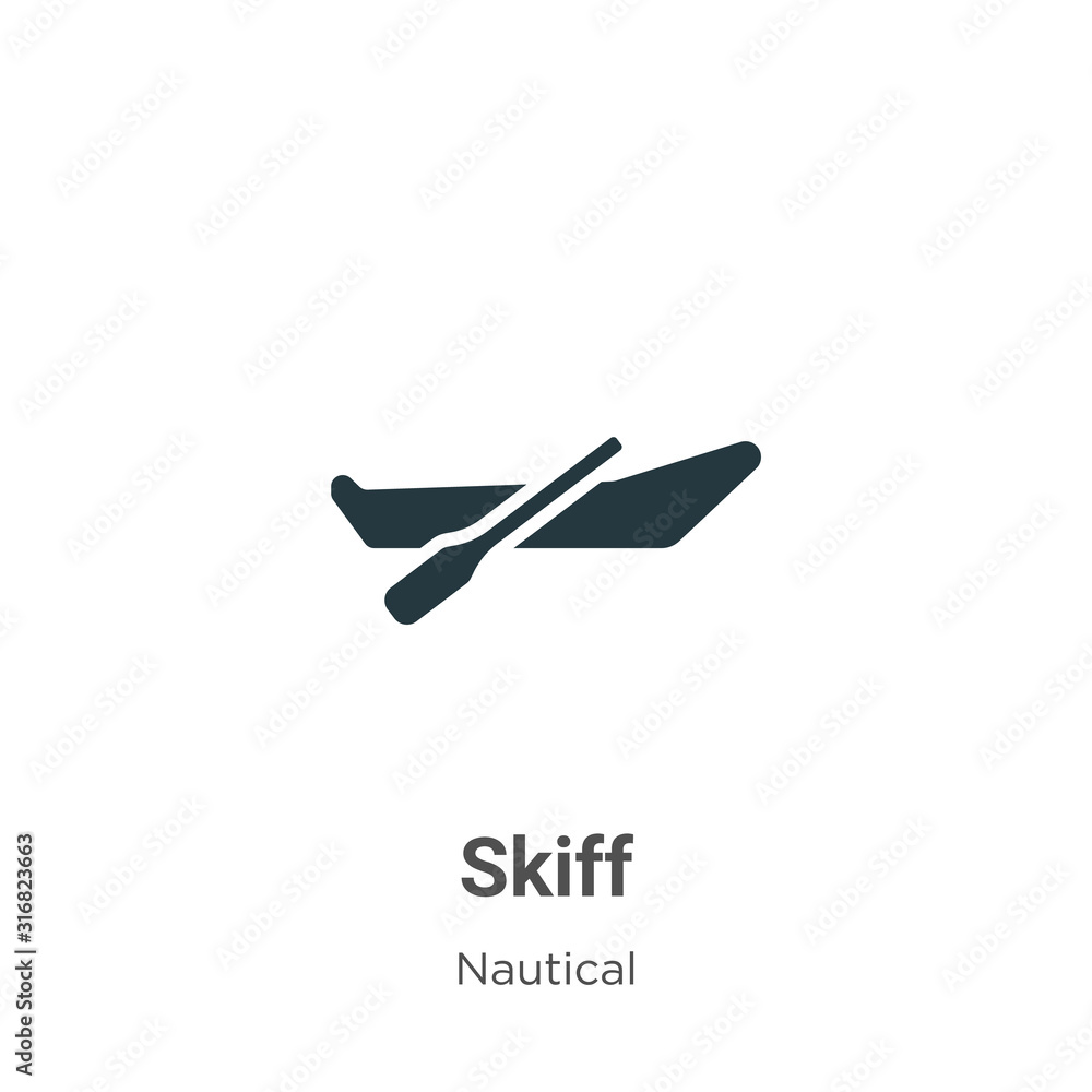 Skiff glyph icon vector on white background. Flat vector skiff icon ...