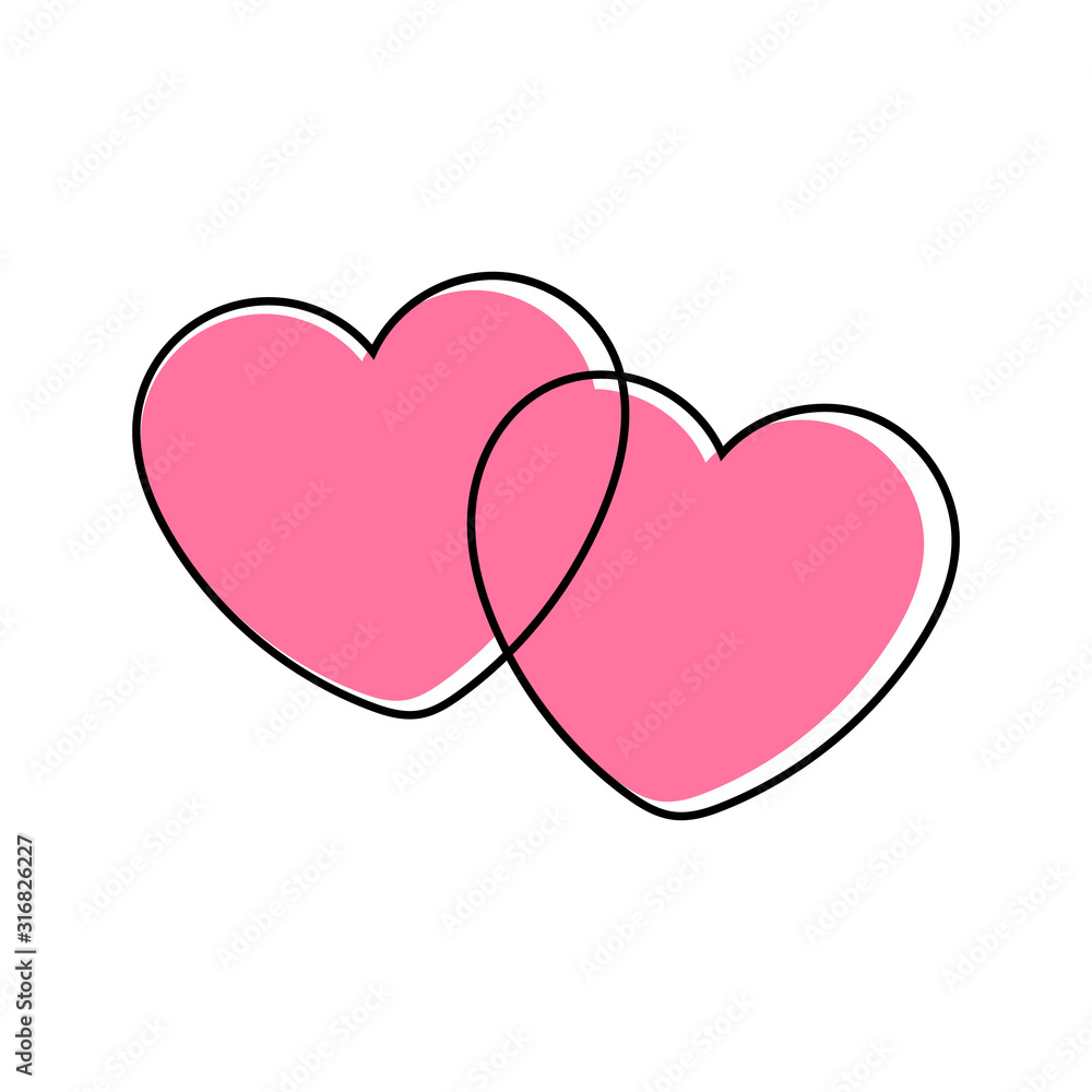 Two Pink Hearts Intertwined
