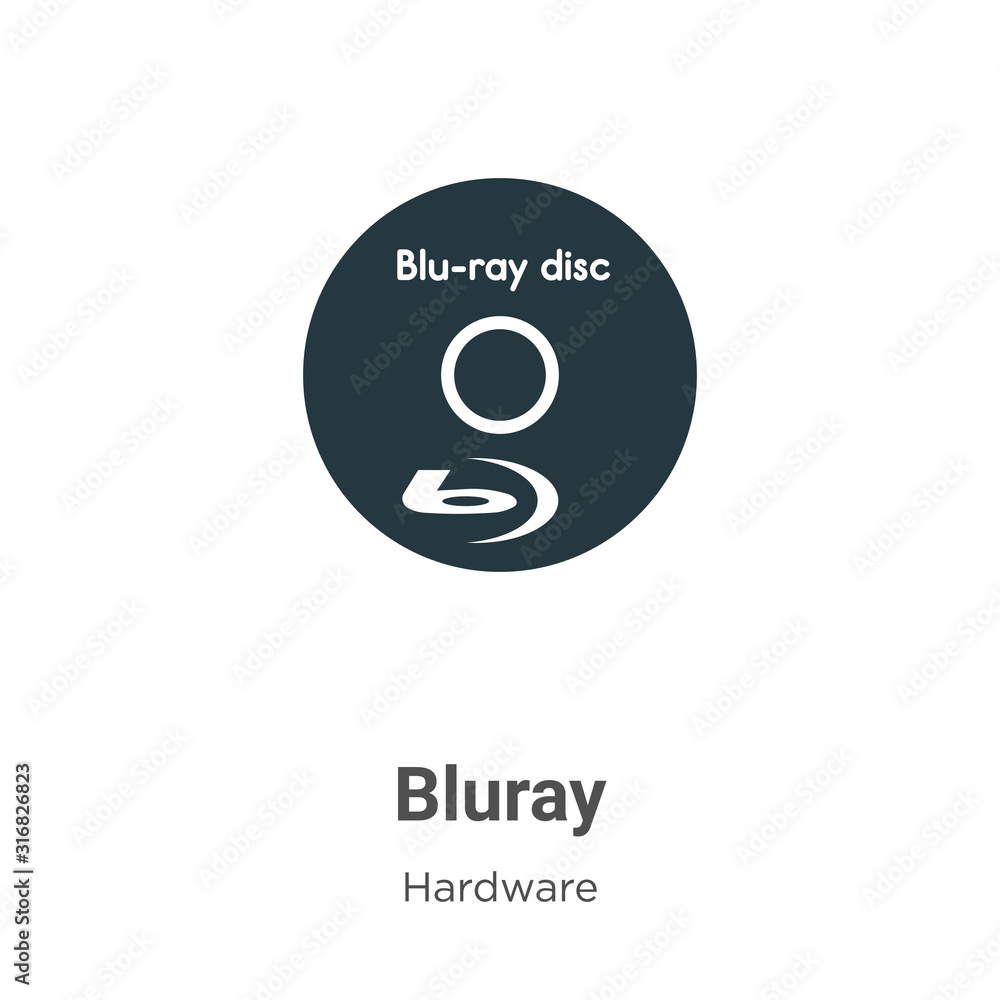 Bluray glyph icon vector on white background. Flat vector bluray icon symbol sign from modern ...