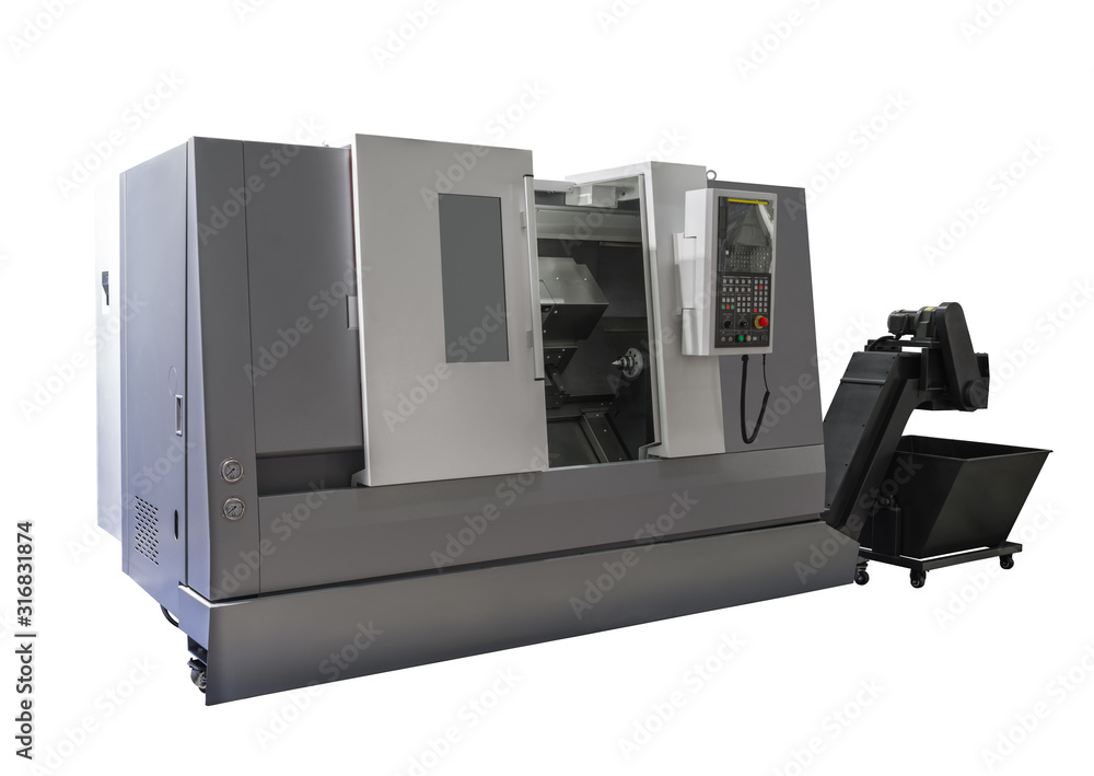 Manufacturing professional lathe machine. Industrial concept ...