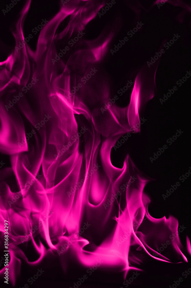 Beautiful fire pink flames on a black background. Stock Photo | Adobe Stock