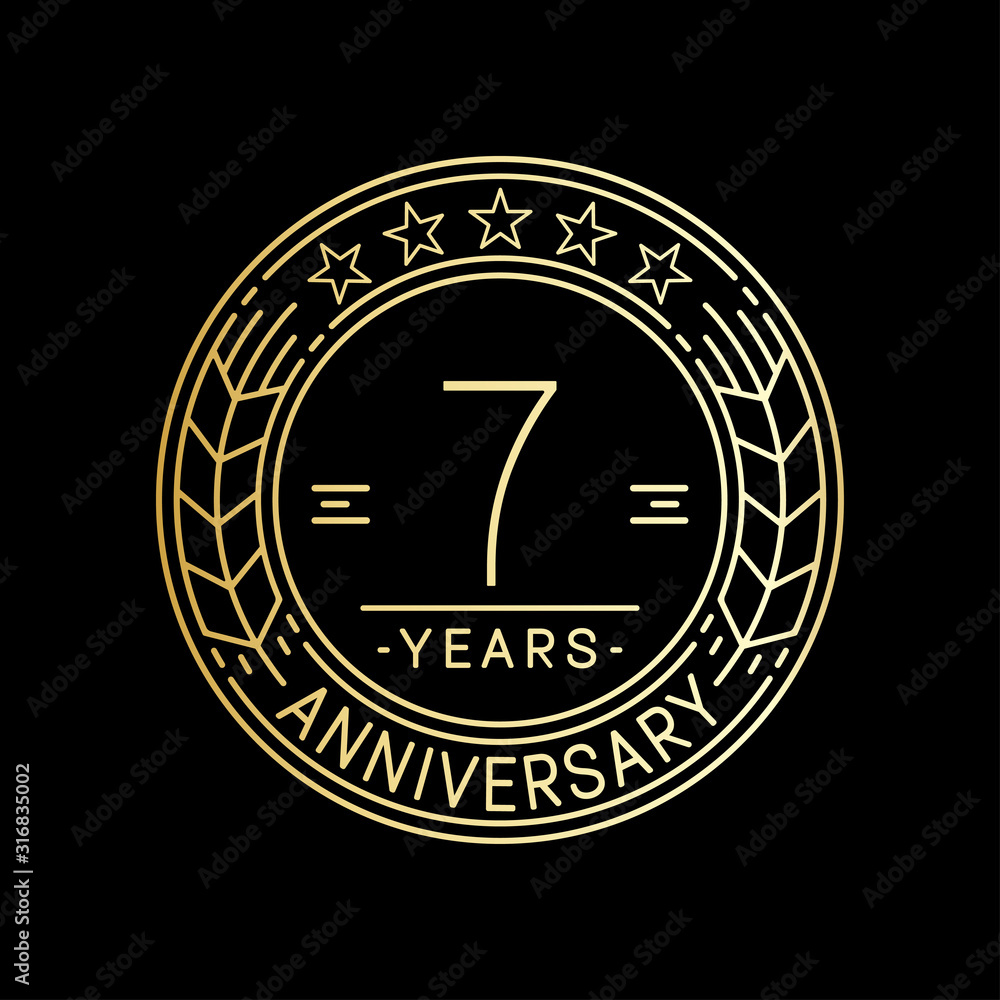 7 years anniversary logo template. 7th line art vector and illustration ...