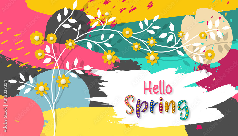 Hello spring. Spring Background. Spring design background with abstract ...