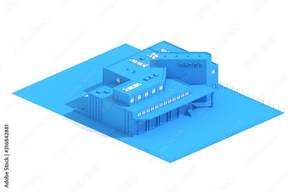 Blueprint 3d model archtecture rendered on white background Stock ...