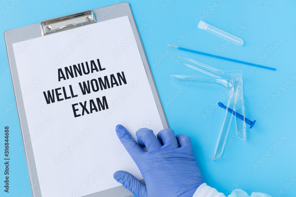 Annual well woman exam, cervix cancer control. Gynecological speculum ...