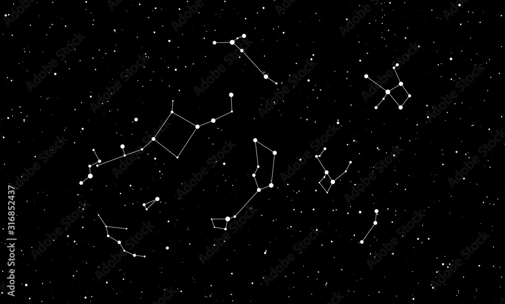 Abstract black background with stars and constellations for your design ...