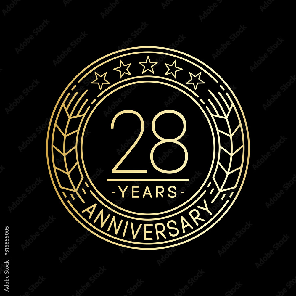 28 years anniversary logo template. 28th line art vector and ...