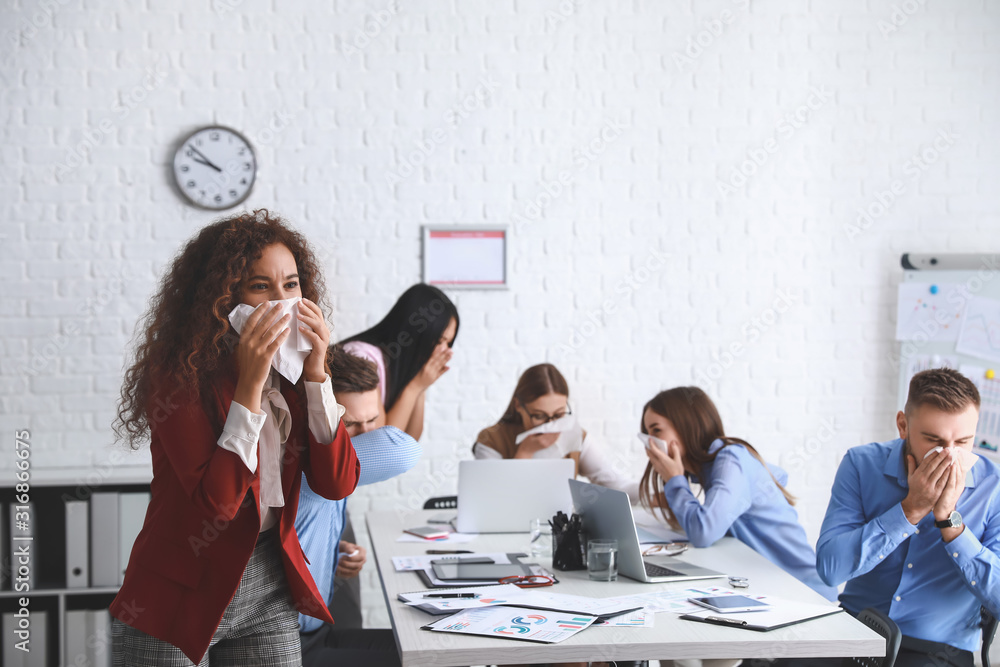 Evacuation of people from burning office building Stock Photo | Adobe Stock