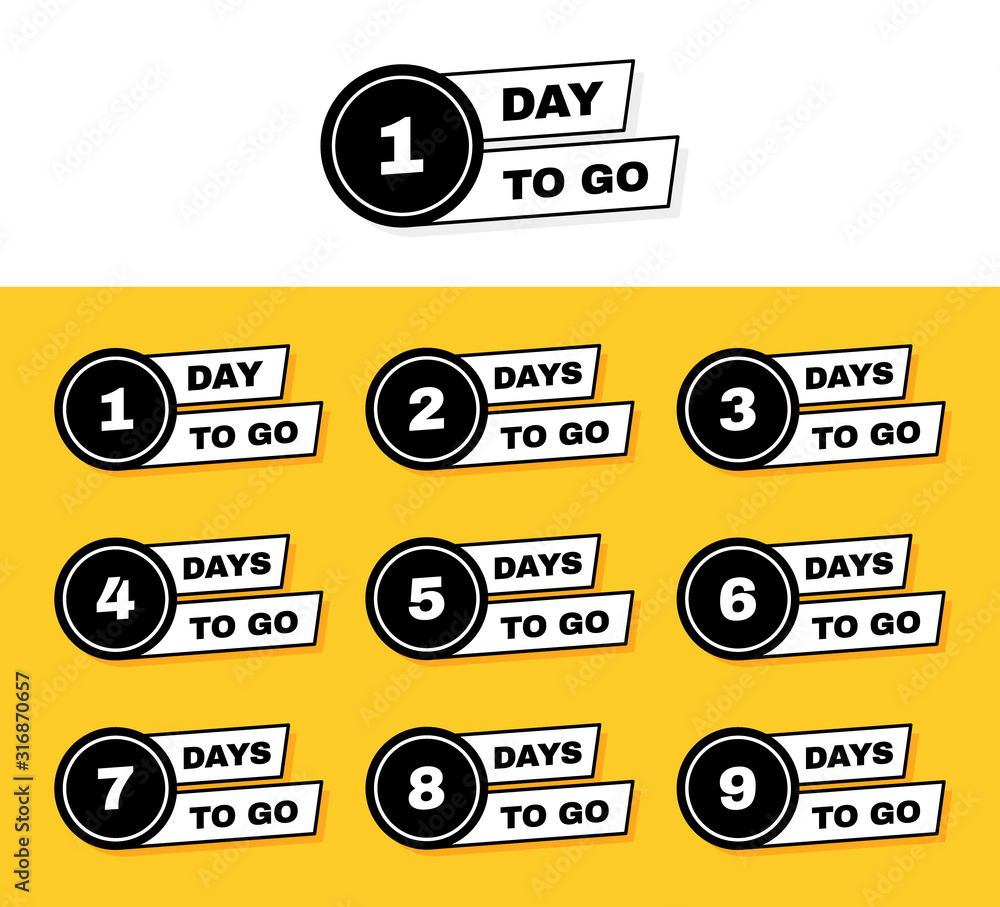 Days left to go from 1 to 9. Geometric banners design template for your ...
