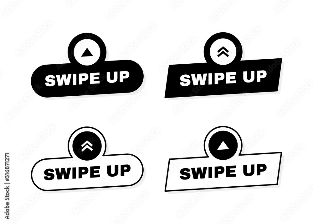 Swipe up icon set isolated on white background for social media stories ...