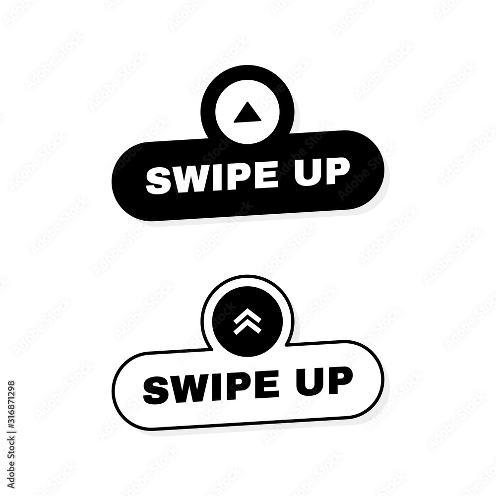 Swipe up icon set isolated on white background for social media stories ...