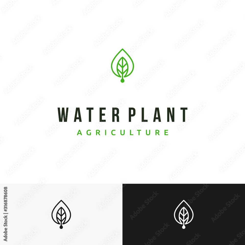 Water Droplet Sprout Plant Leaf Farm Hydroponic logo design inspiration ...