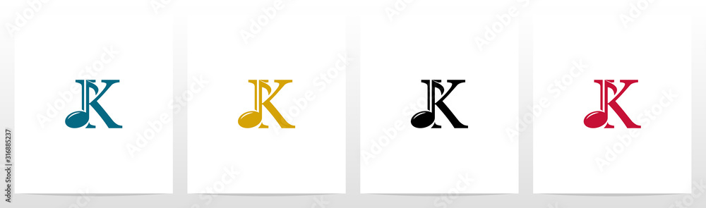 Music Note On Letter Logo Design K Stock Vector | Adobe Stock