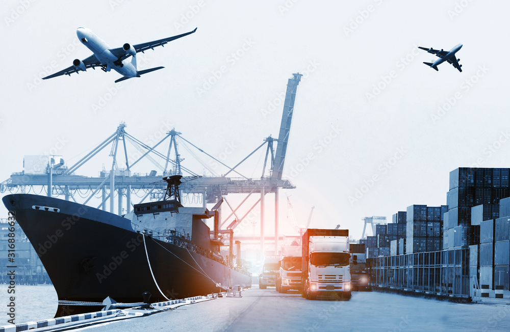The world logistics background or transportation Industry or shipping ...