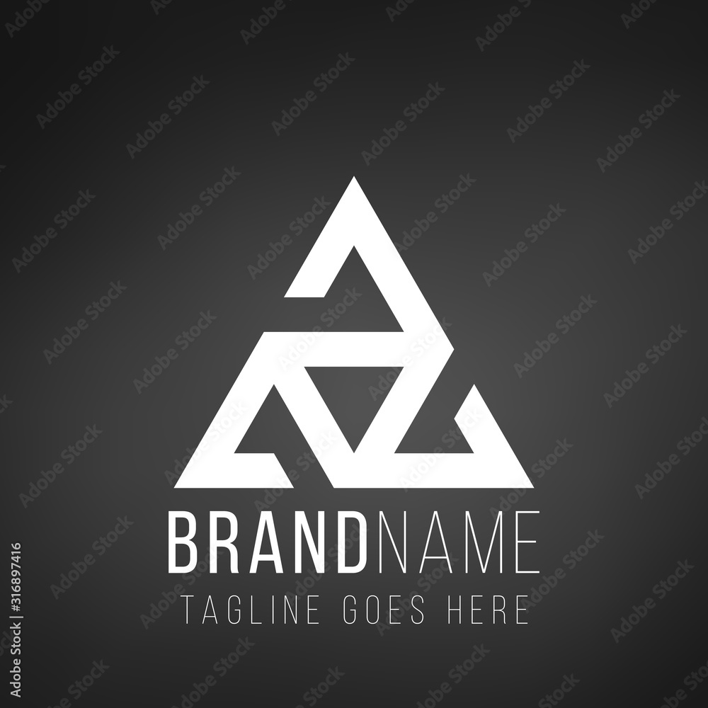 Letter A or delta pyramid geometric triangle with three elements logo ...