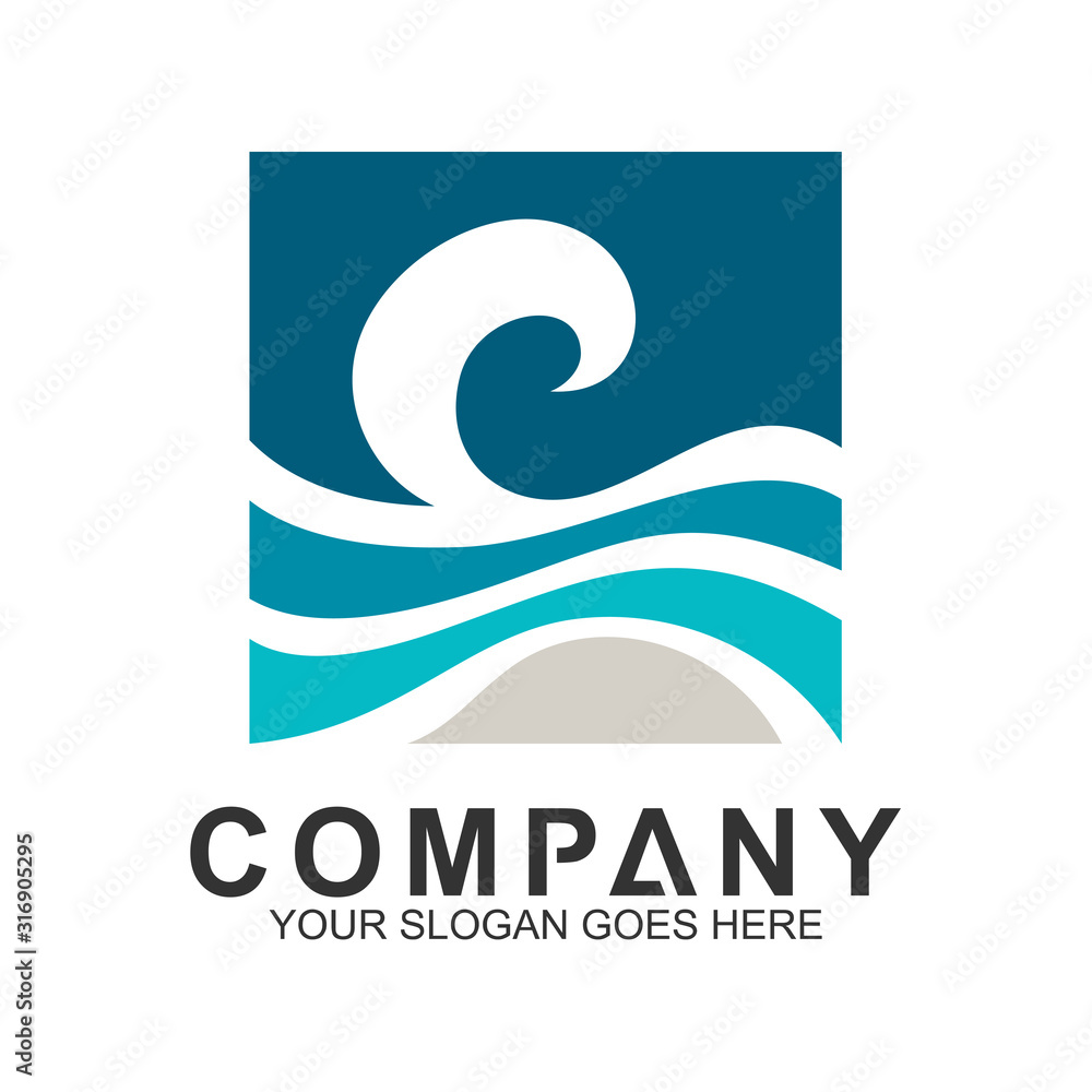 Wave Letter C Logo Vector In Square Shape, Ocean Logo, Flow Waves Logo Stock Vector | Adobe Stock