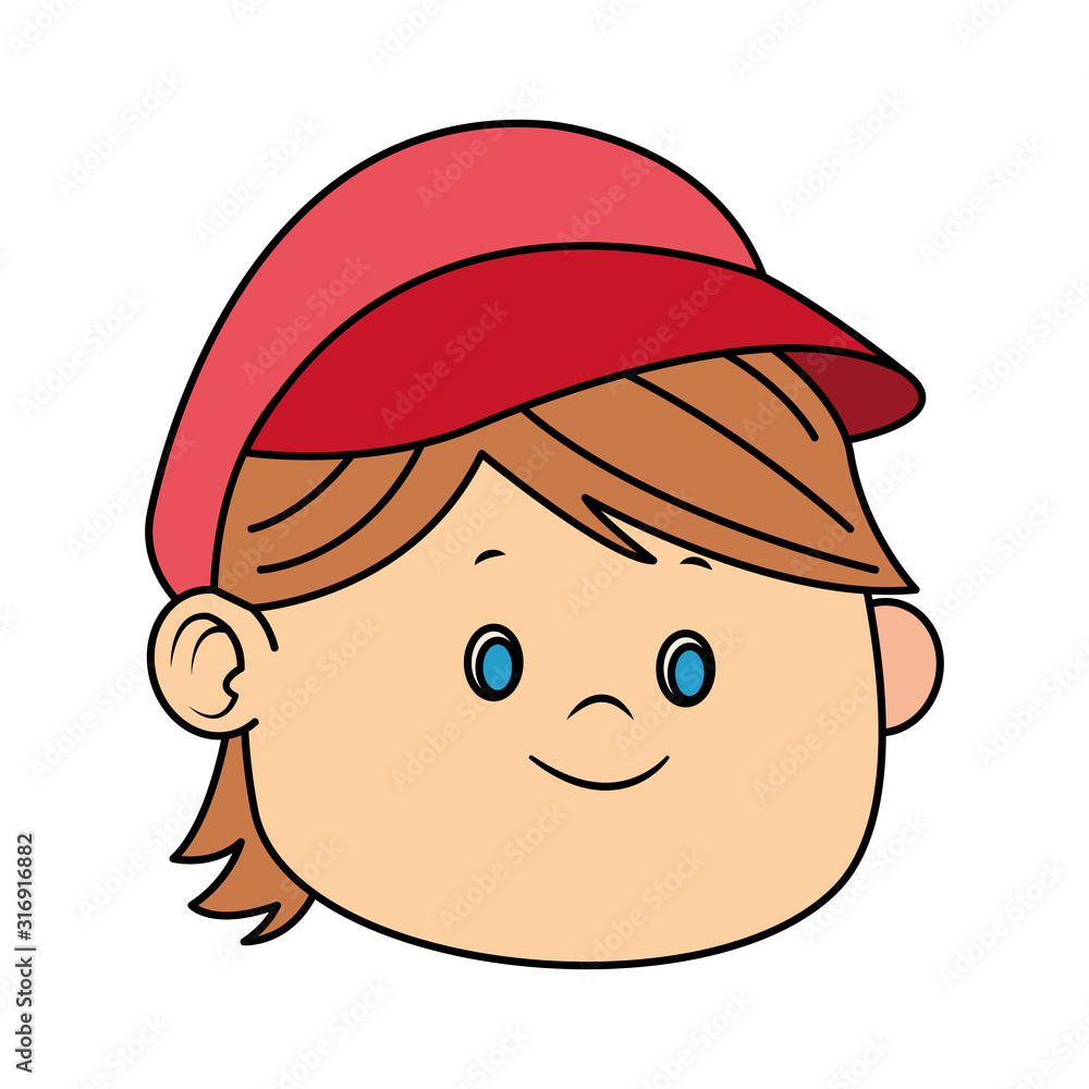 cartoon boy face wearing a cap Stock Vector | Adobe Stock