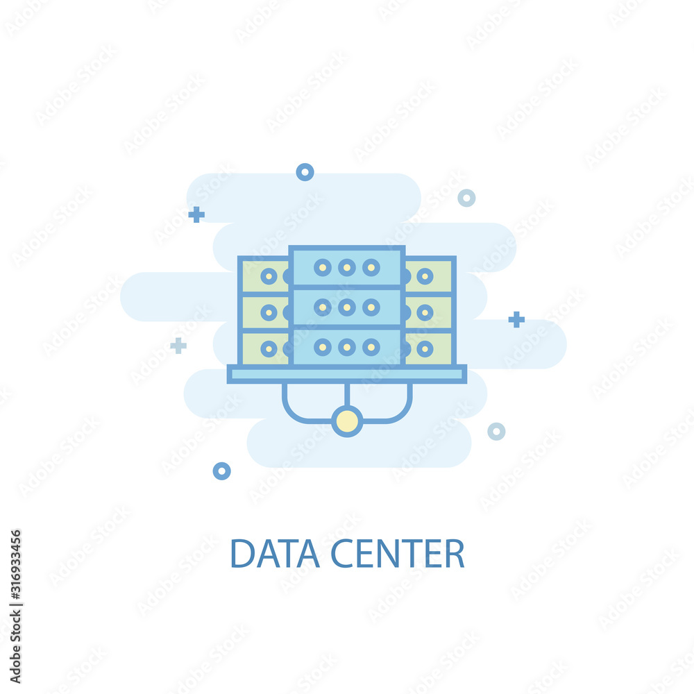 Data center line trendy icon. Simple line, colored illustration. Data ...