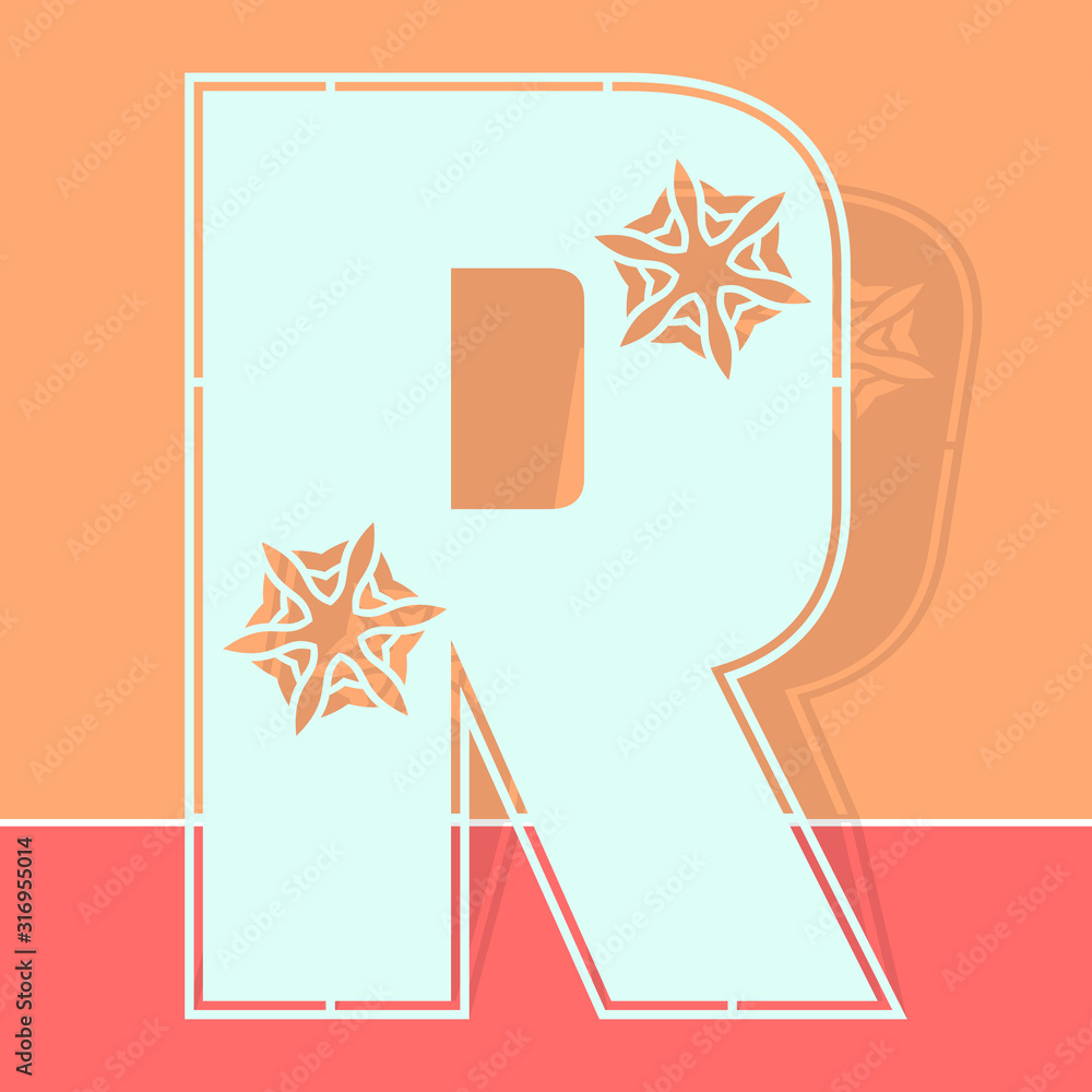 Laser cutting letter R. Woodcut vector design. Plywood lasercut gift ...