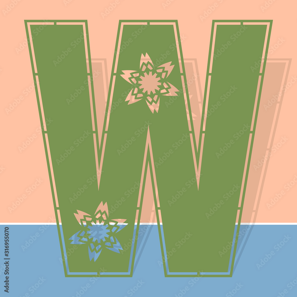 Laser cutting letter W. Woodcut vector design. Plywood lasercut gift ...