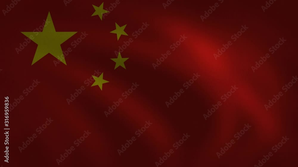 China Flag waving and looping. Digital rendering using the official ...