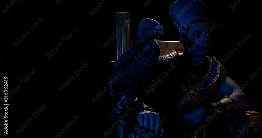 Ancient egyptian pharaoh is sitting on his throne and looking around ...