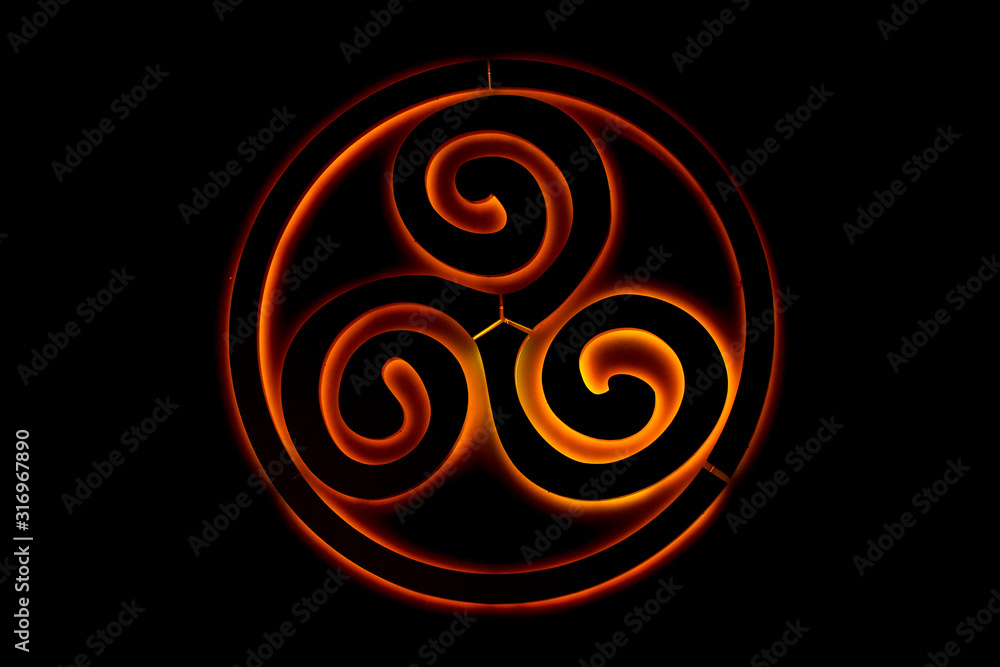 fluorescent light triskel Stock Photo | Adobe Stock