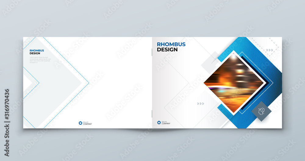 Blue Horizontal Cover Template Layout Design. Corporate Business ...