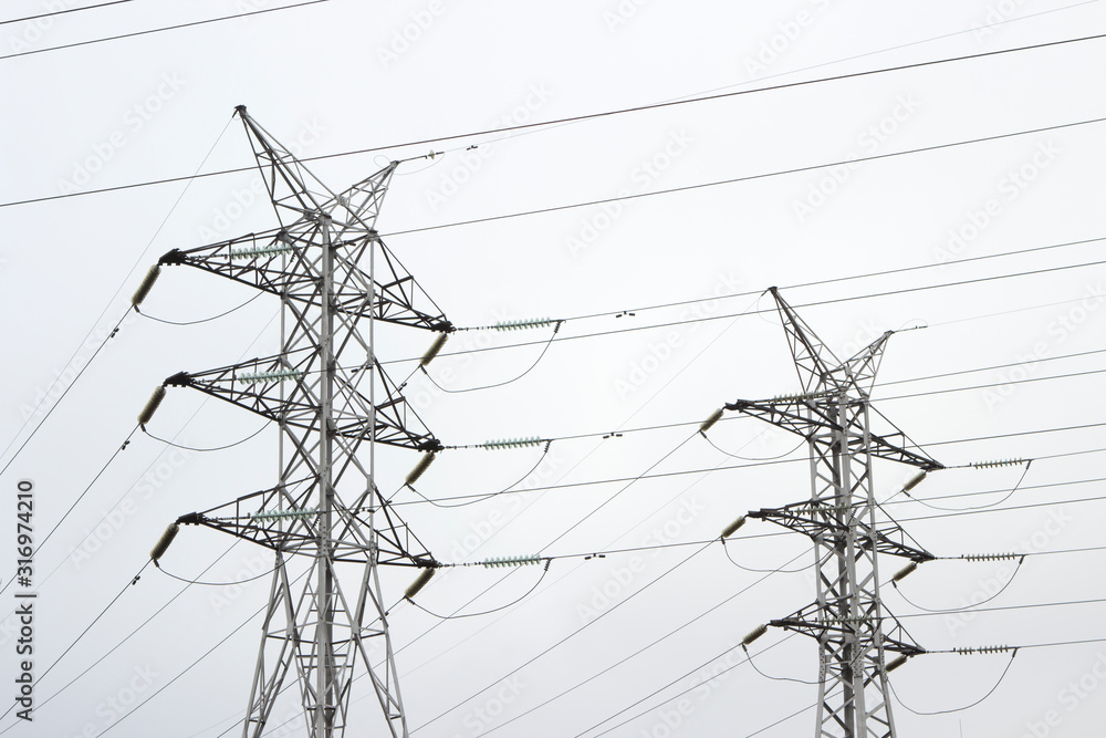 Power poles transmission line, Electricity high voltage pole ...