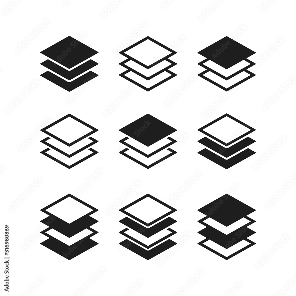 Set of Layers icon sign vector design. Stock Vector | Adobe Stock