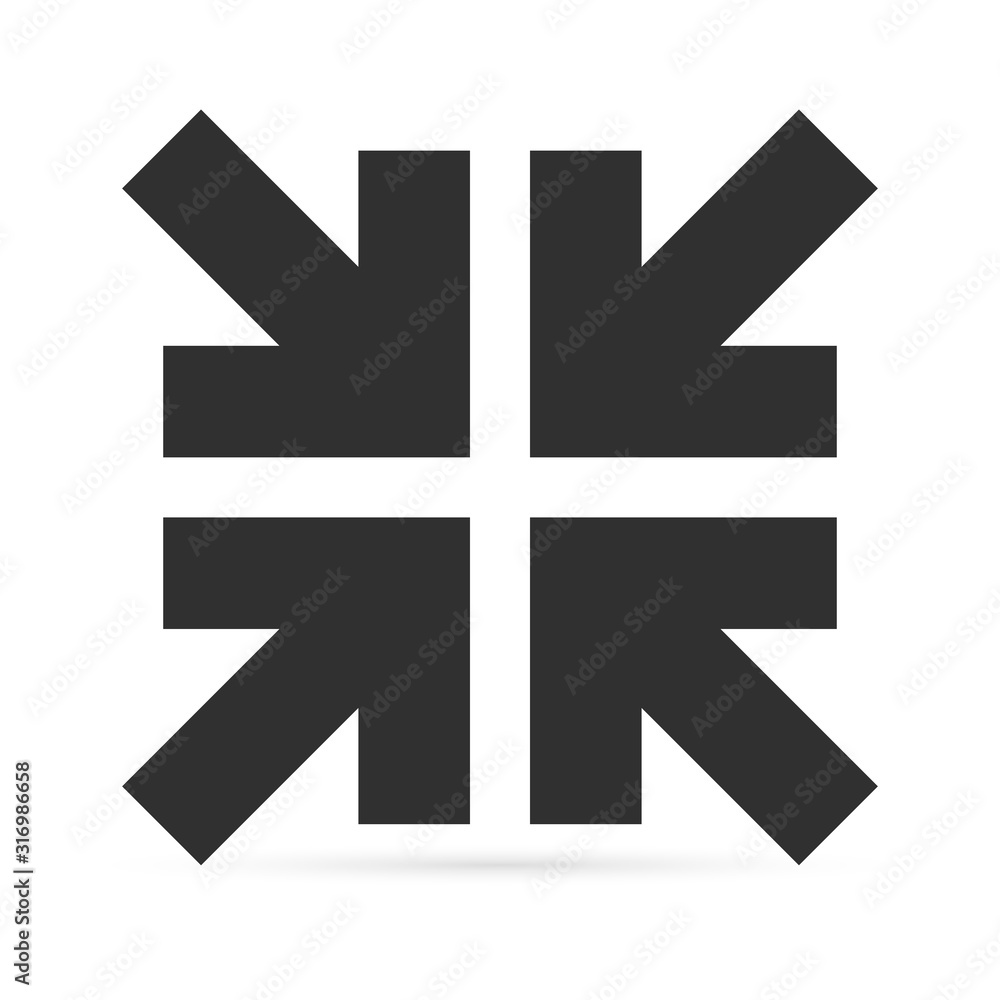 Arrows show the center isolated on white. Narrow down icon. Change the ...