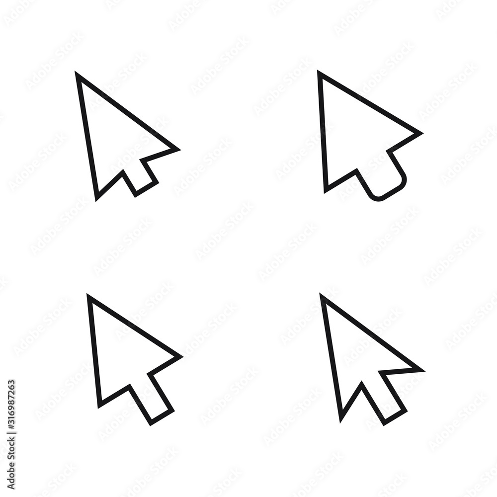 Computer mouse cursor line icon in flat style. Arrow cursor vector ...