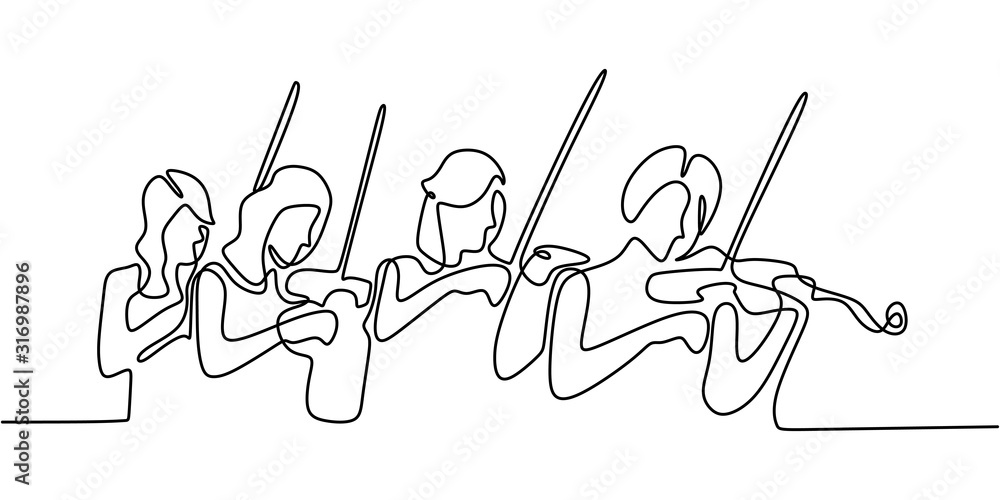 Vecteur Stock Classical music one line drawing. Vector minimalism ...