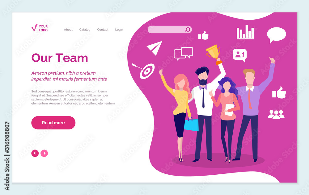 Successful team presentation, victorious teamwork and achievement of ...