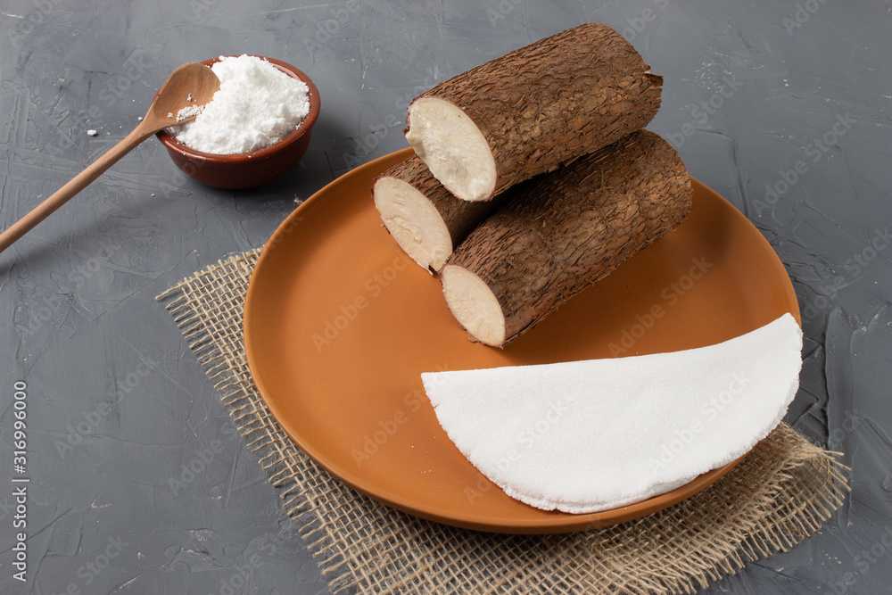 Tapioca, a traditional brazilian snack made from cassava flour. Cassava ...