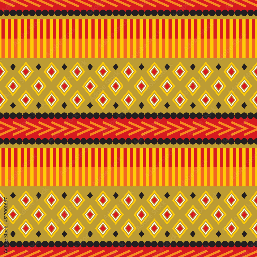 Seamless editable African vector design in color for textile and fabric ...
