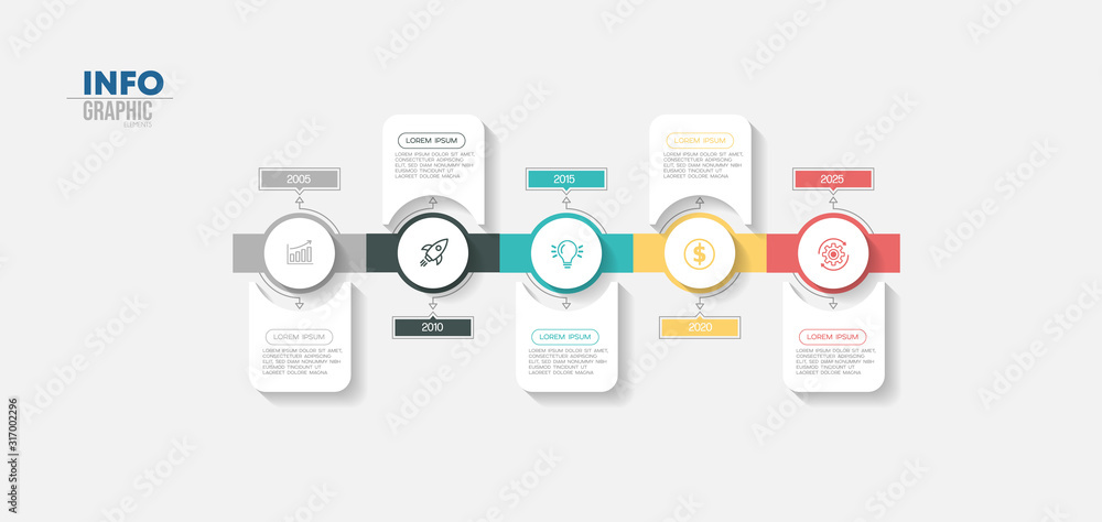 Infographic element with icons and 5 options or steps. Can be used for ...