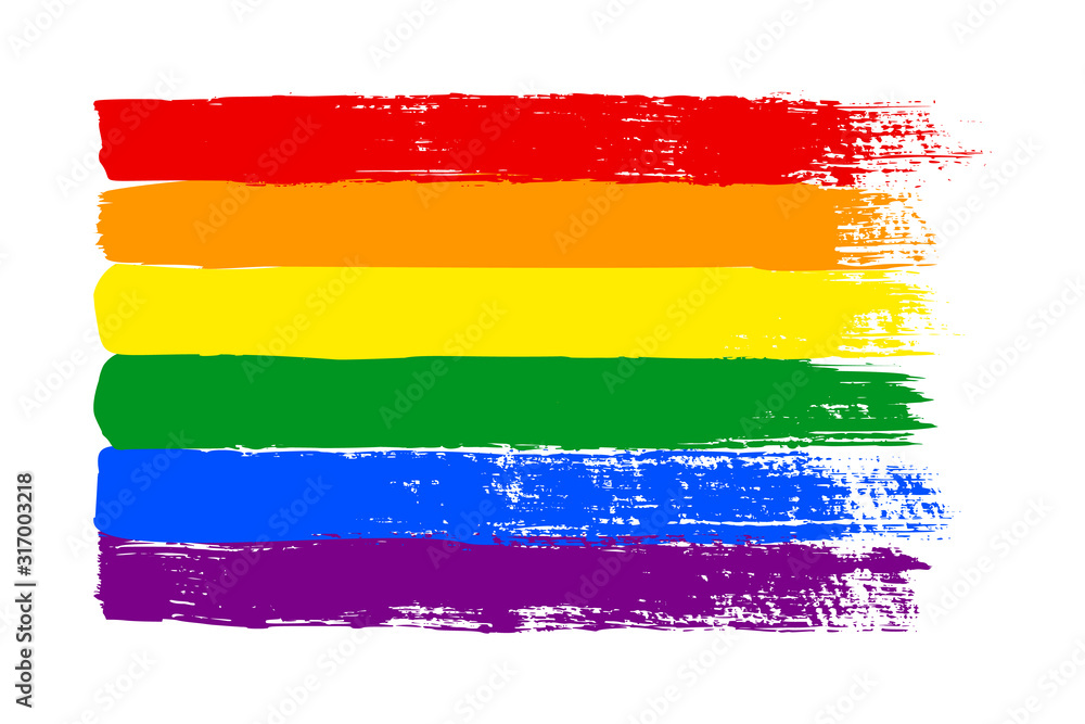 Grunge LGBT pride flag. Abstract rainbow flag texture hand drawn with a ...