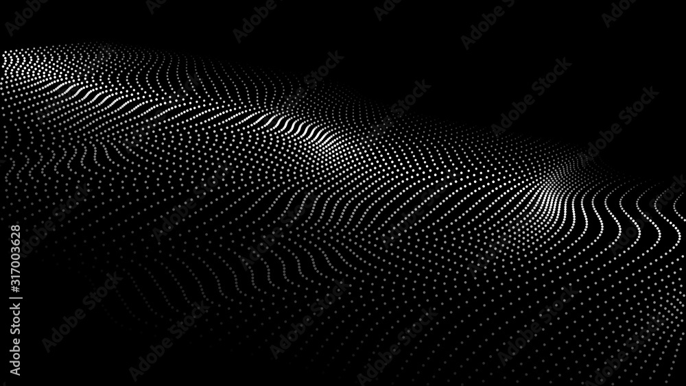 Abstract digital wave of particles. Futuristic point wave. Technology ...