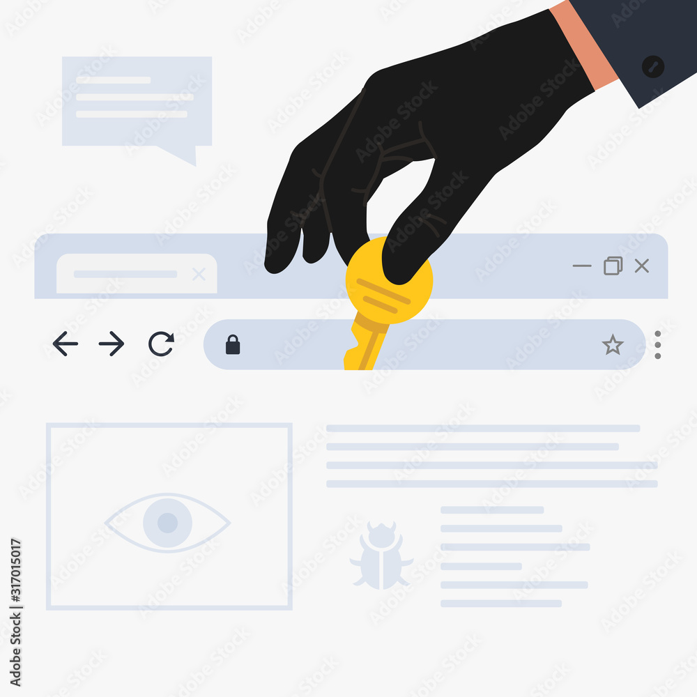 Vector illustration of Internet hacker attack and personal data ...