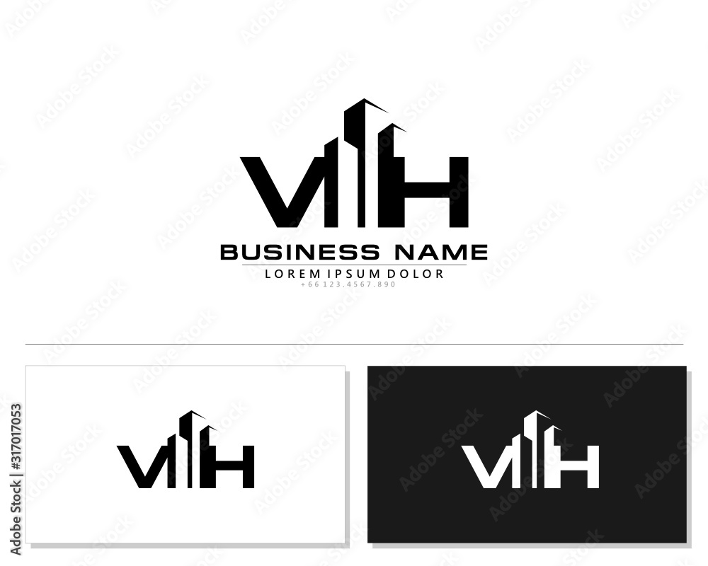 V H VH Initial building logo concept Stock Vector | Adobe Stock