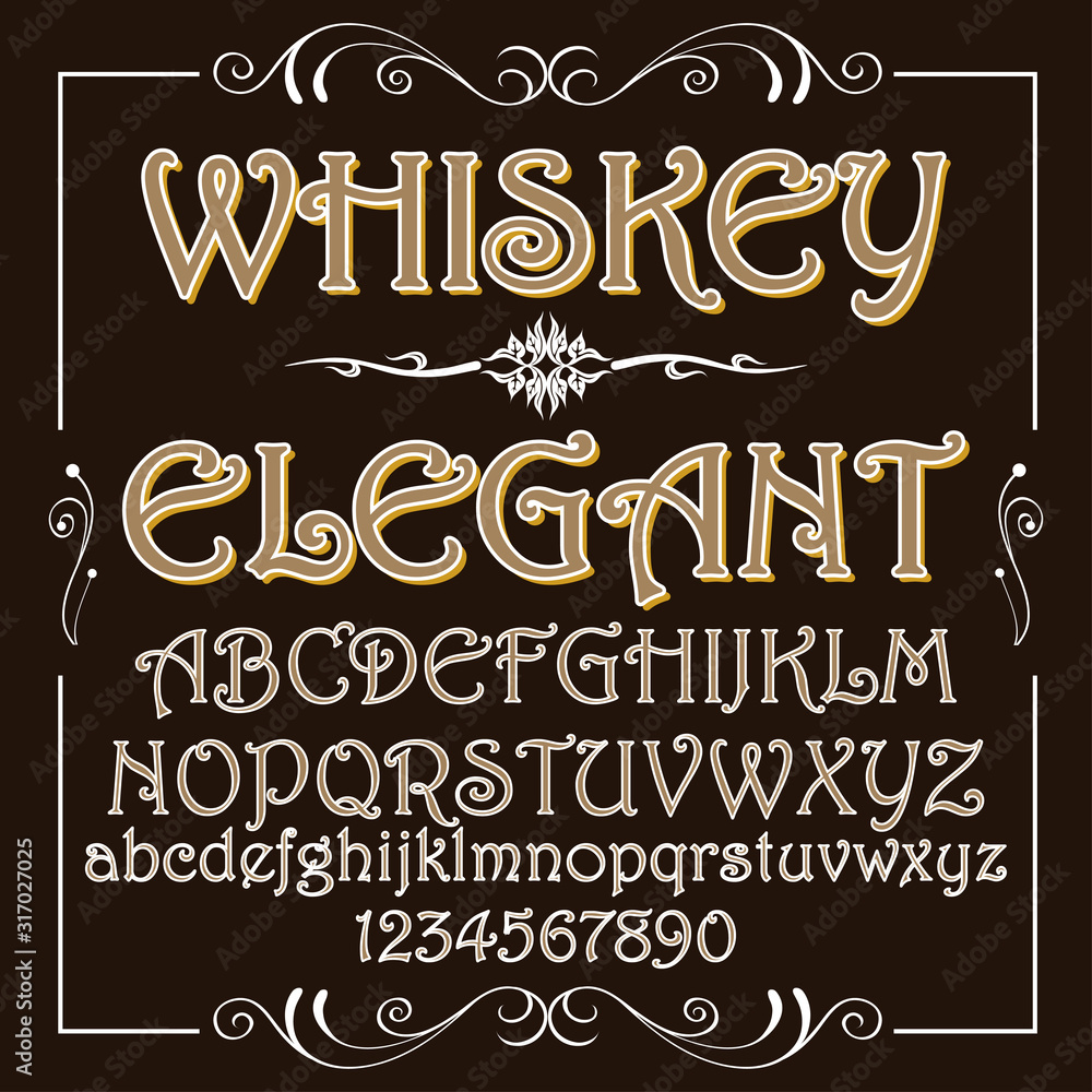 Font, Typeface, Script, Old style - vintage script font. Vector ...