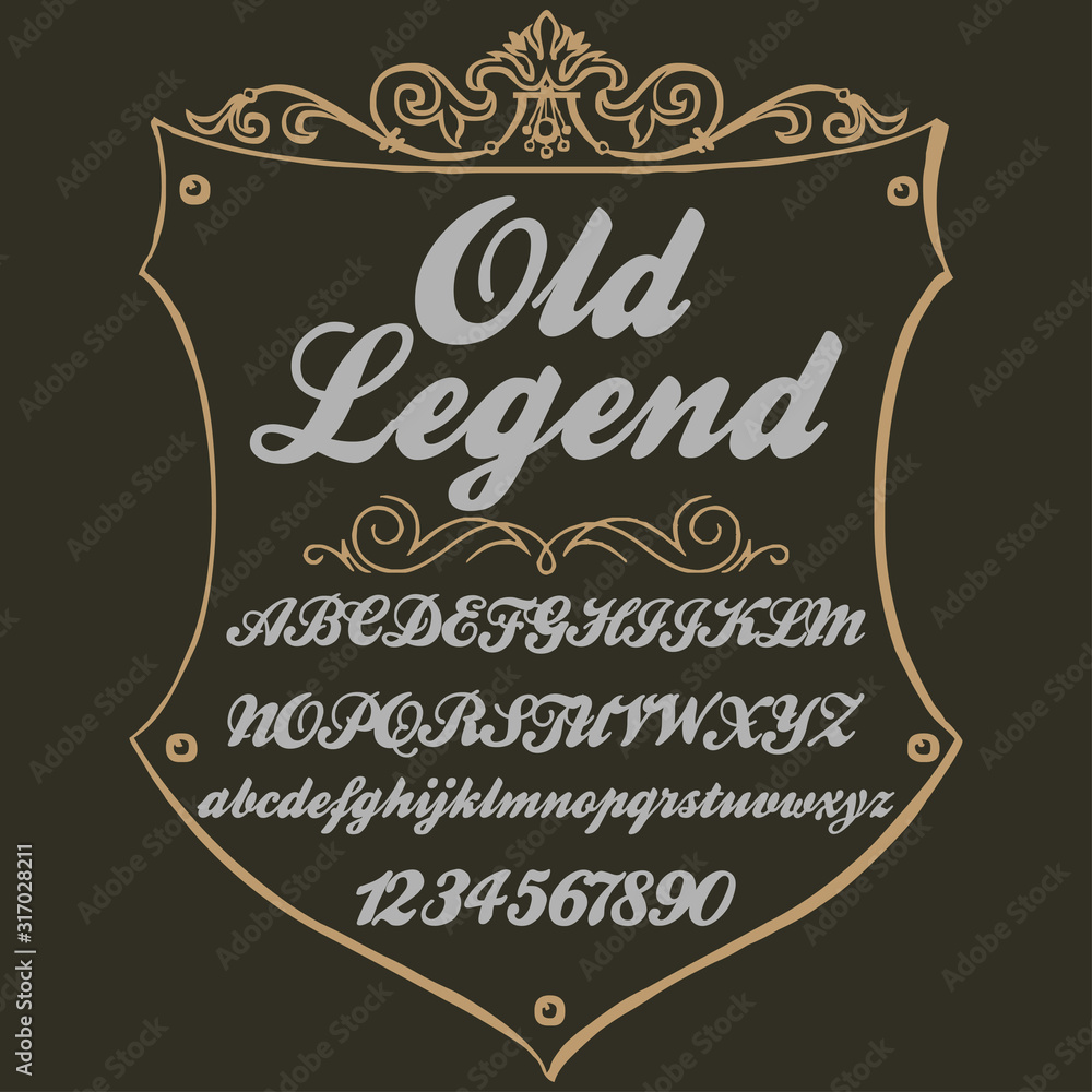 Font, Typeface, Script, Old style - vintage script font. Vector ...