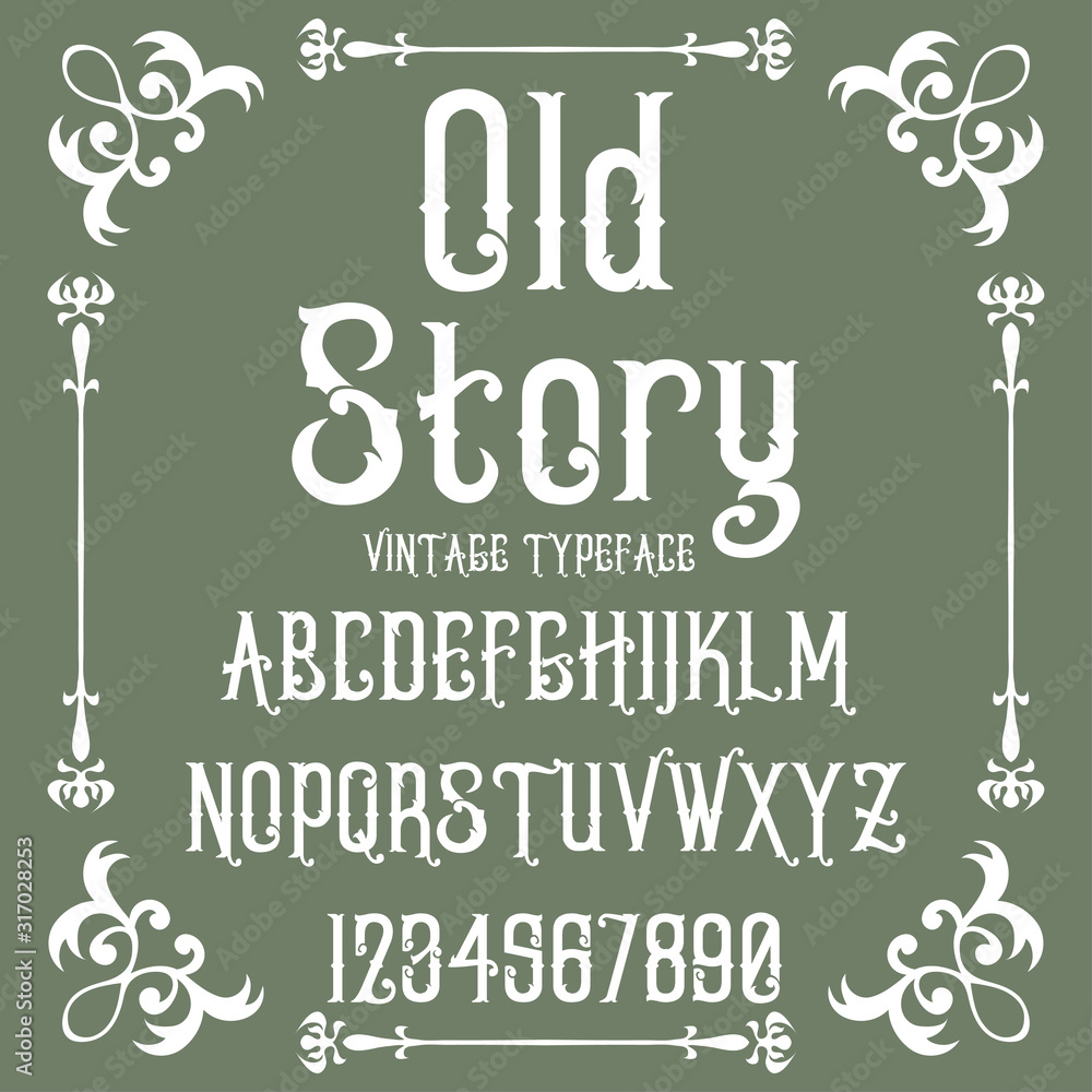 Font, Typeface, Script, Old style - vintage script font. Vector ...