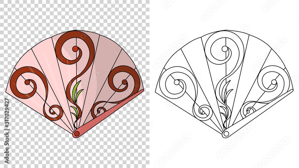 Asian fans. Colored hand traditional fan isolated on transparent ...