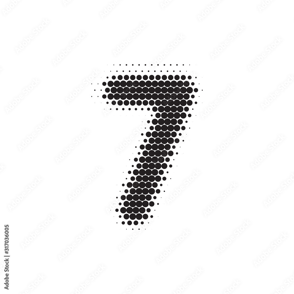 Number 7 black halftone pattern font Stock Vector | Adobe Stock