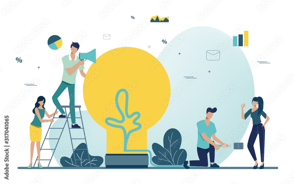 Brainstorming teamwork character. Business people teamwork office ...