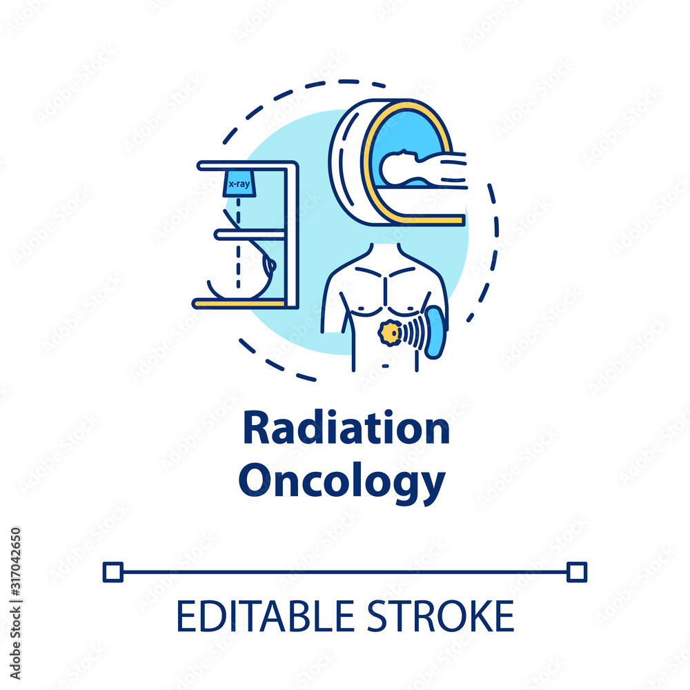 Radiation oncology concept icon. Diagnosis and treatment of cancer ...