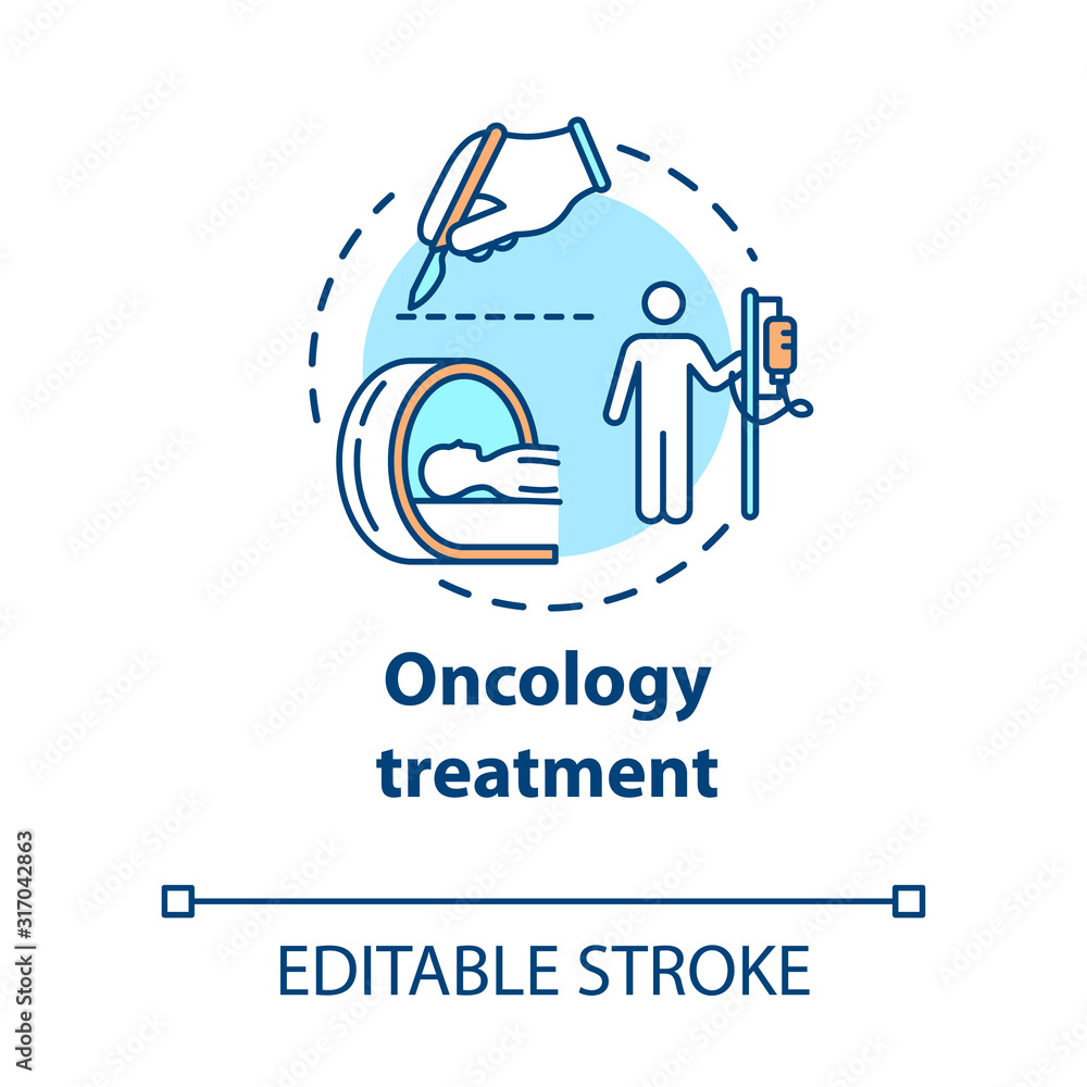 Oncology treatment concept icon. Chemotherapy, surgical and ...