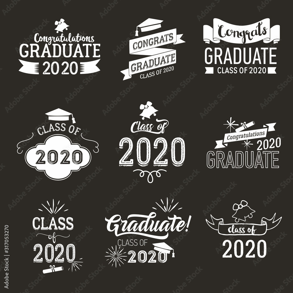 Set of graduation labels. Vector isolated elements for congratulation ...